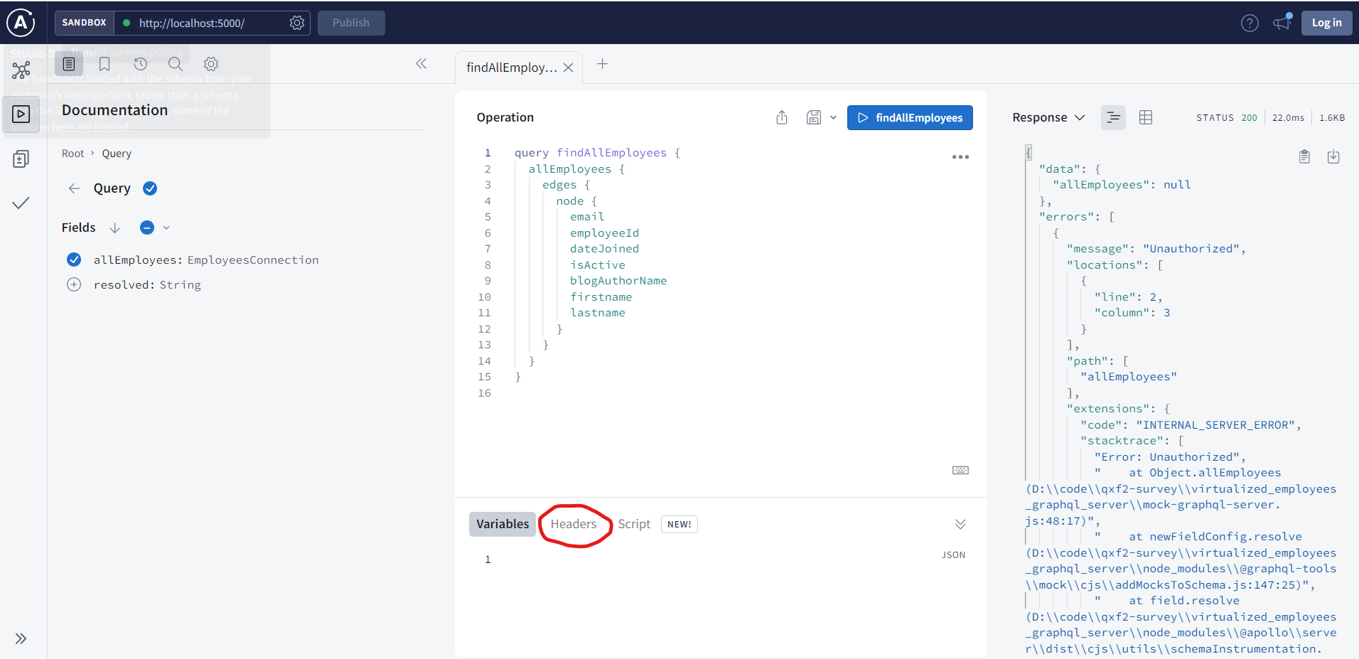 Header Tab in Apollo Server web interface - Qxf2 BLOG